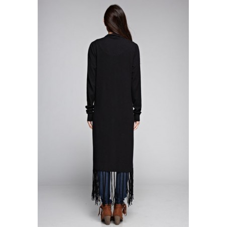 Bohemian Fringed Long Sleeve Duster